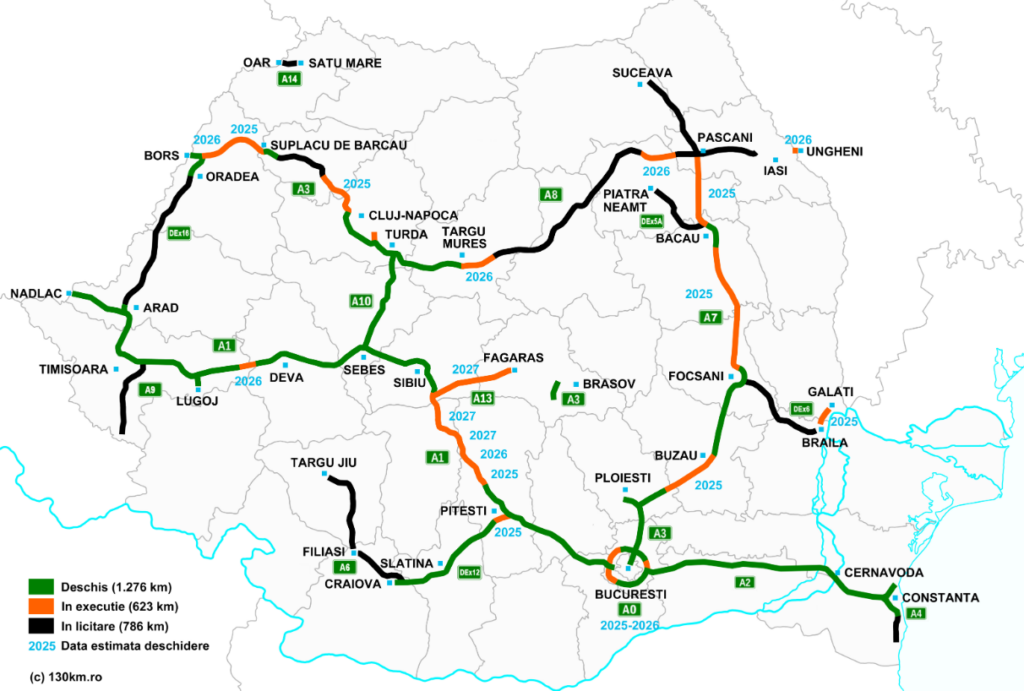 Situația autostrăzilor din România în 2025: Peste 1.300 km deschiși și ...