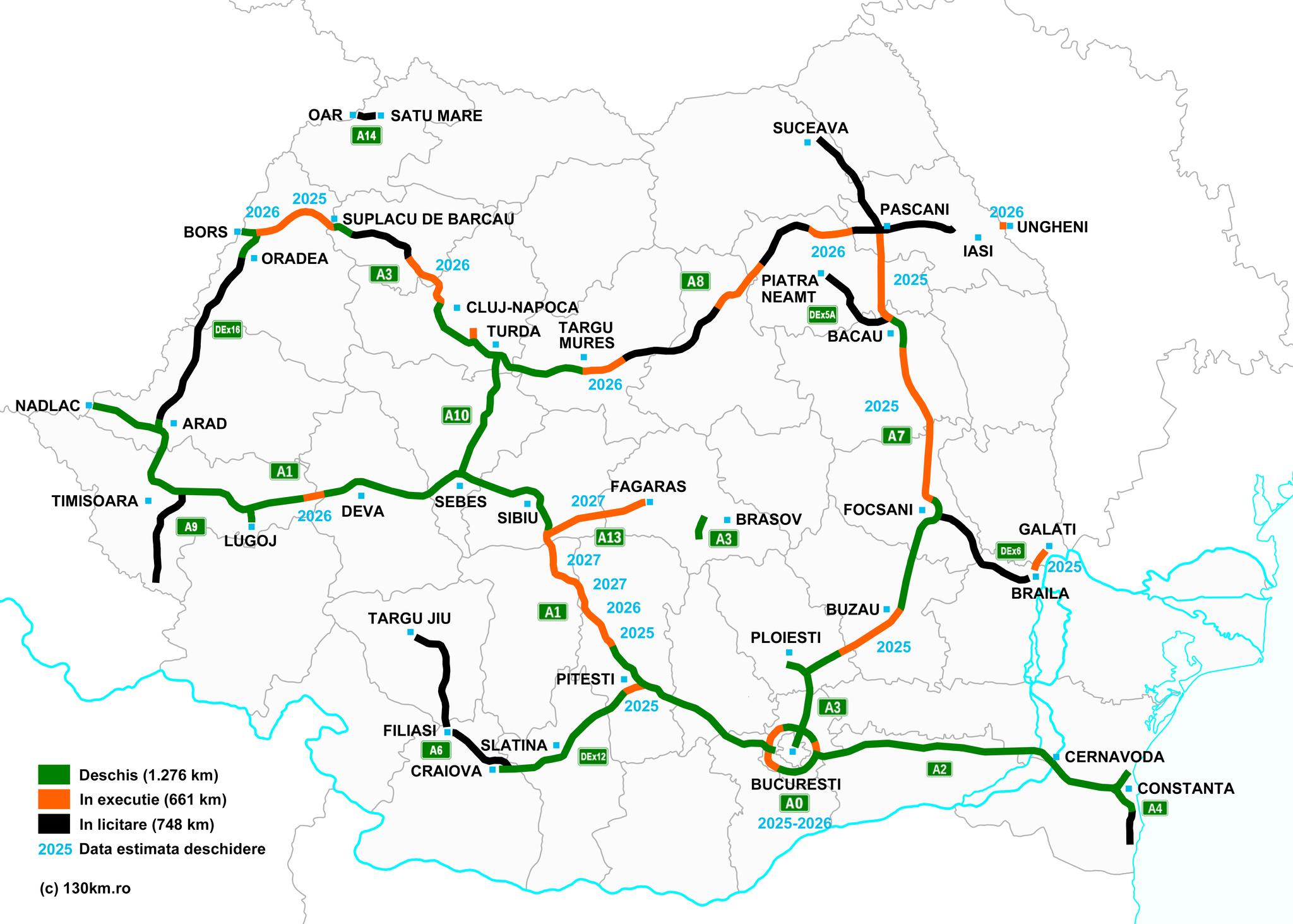 Harta autostrăzilor și drumurilor expres care se construiesc în România în 2025. Când vor fi ...